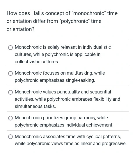 How does Halls concept of monochronic time