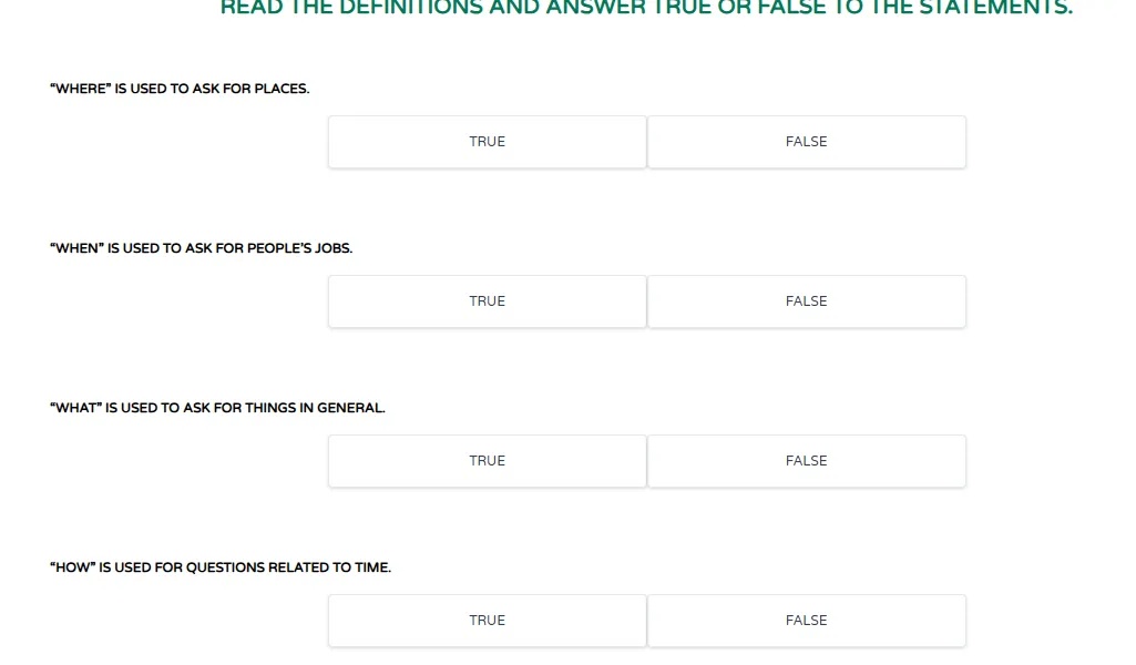READ THE DEFINITIONS AND ANSWER TRUE OR | StudyX