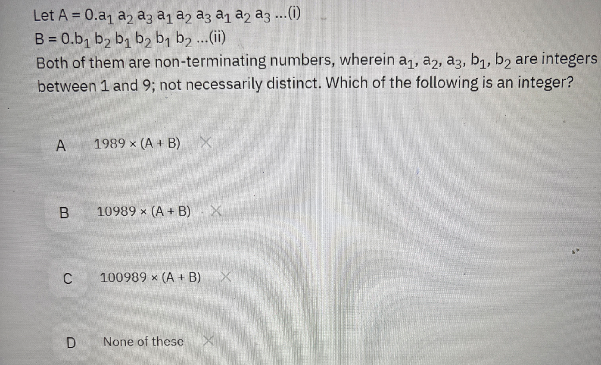 Let A = 0a1 a2 a3 a1 a2 a3 a1 a2 a3 (i) B = | StudyX