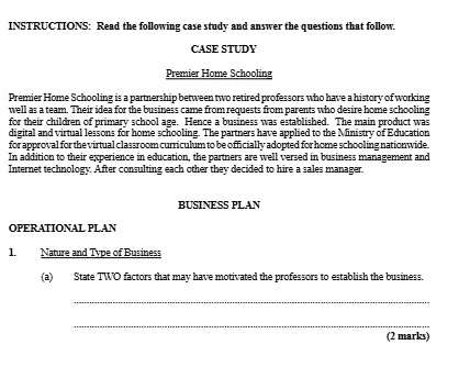 INSTRUCTIONS: Read the following case study