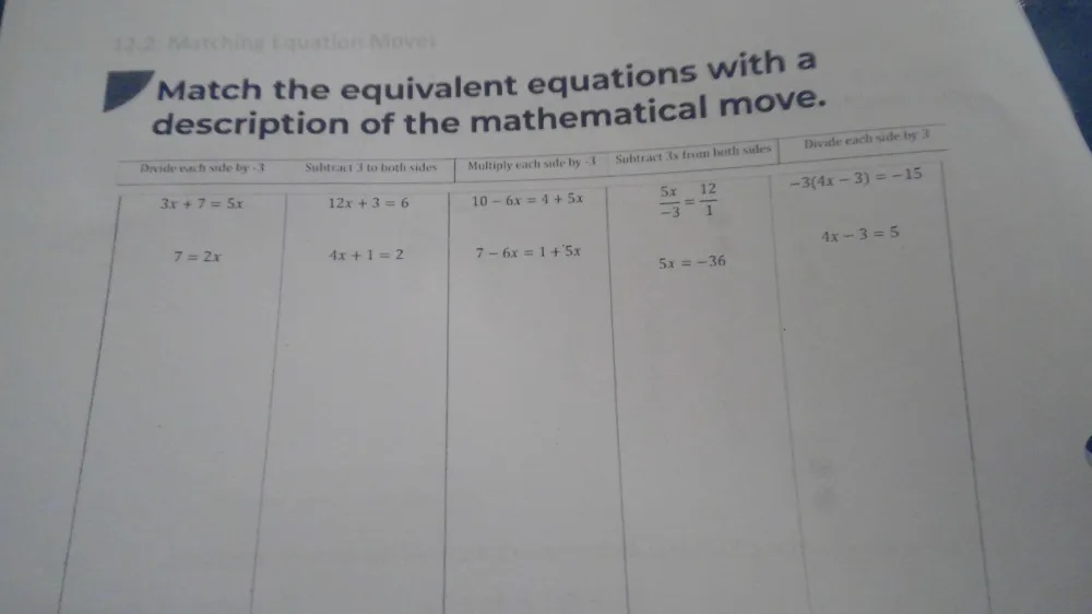 Match the equivalent equations with a | StudyX