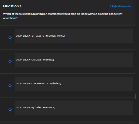 Which of the following DROP INDEX statements | StudyX