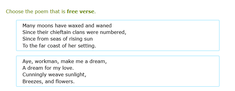 Choose the poem that is free verse. Poem A: | StudyX