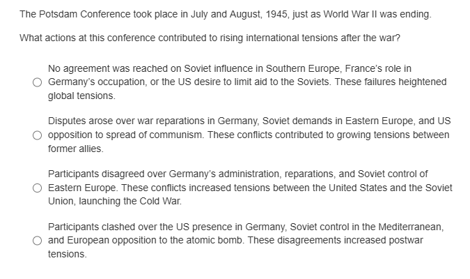 The Potsdam Conference took place in July | StudyX