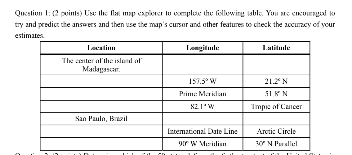 Question 1: (2 points) Use the flat map | StudyX