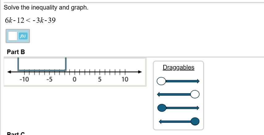 Solve the inequality and graph. $$6k - 12