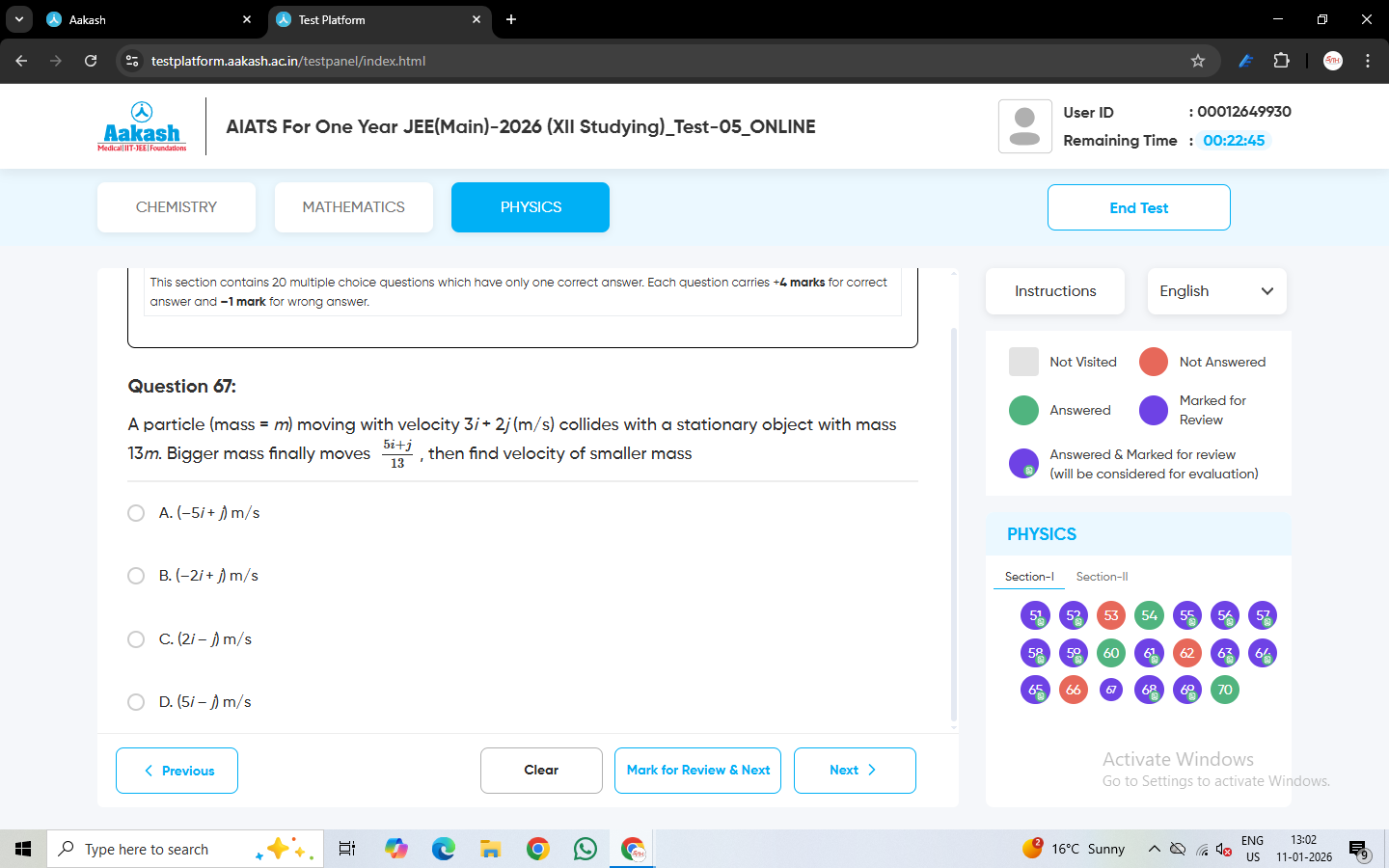 A particle (mass = $m$) moving with velocity | StudyX