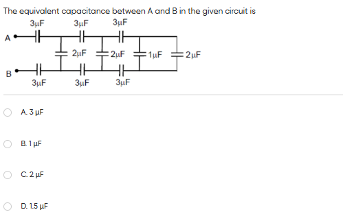 The equivalent capacitance between A and B | StudyX