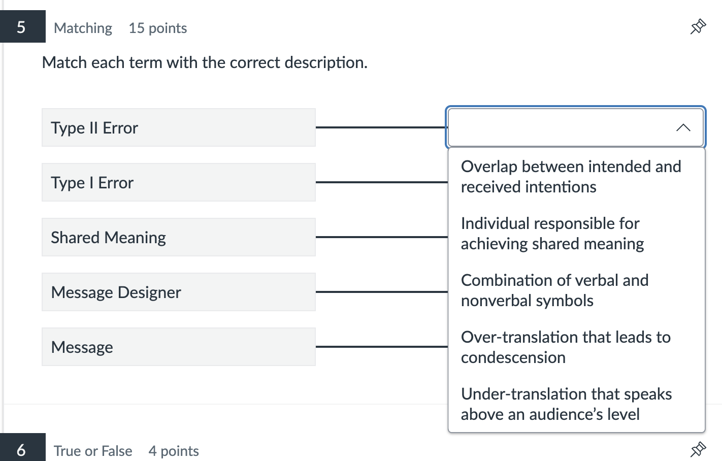 Matching 15 points Match each term with the | StudyX