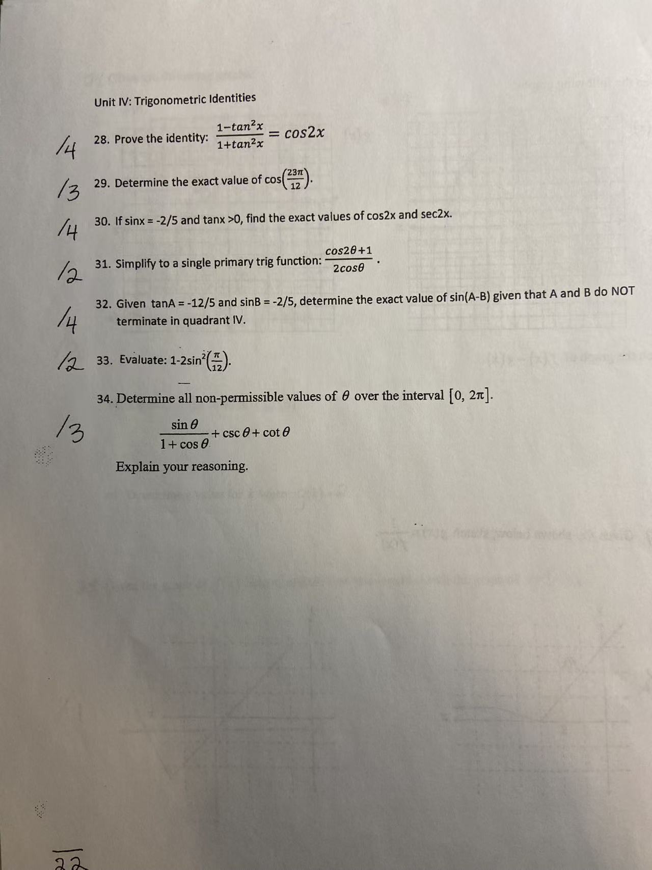 30. If sinx = -2/5 and tanx >0, find the | StudyX