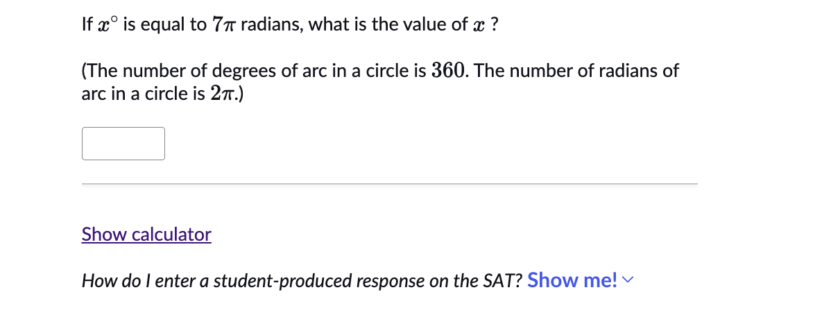 If $x^{ }$ is equal to $7 $ radians, what is | StudyX