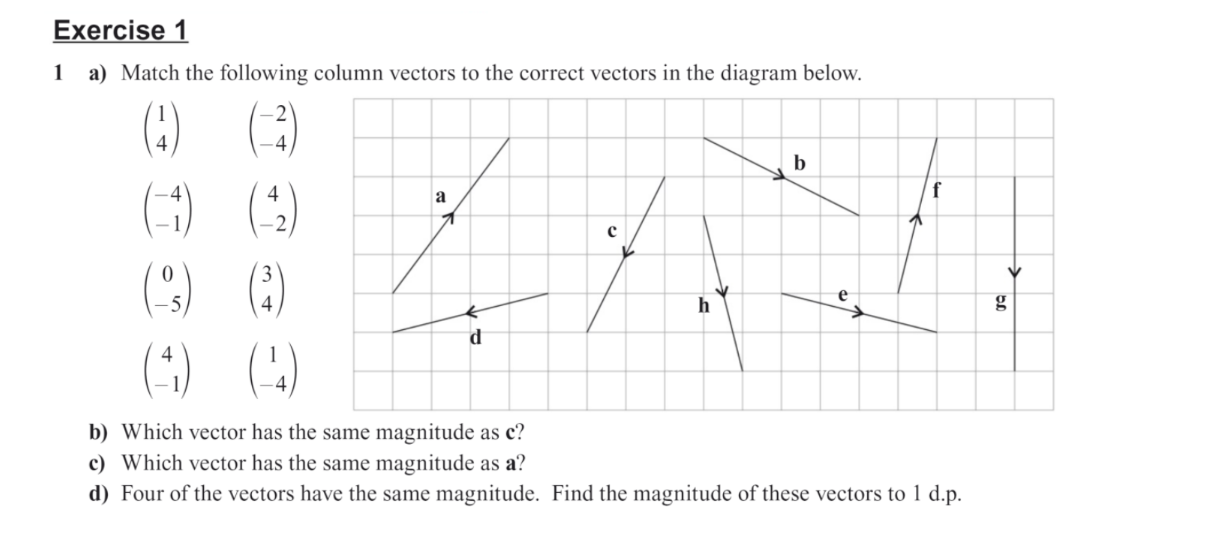 a) Match the following column vectors to the | StudyX