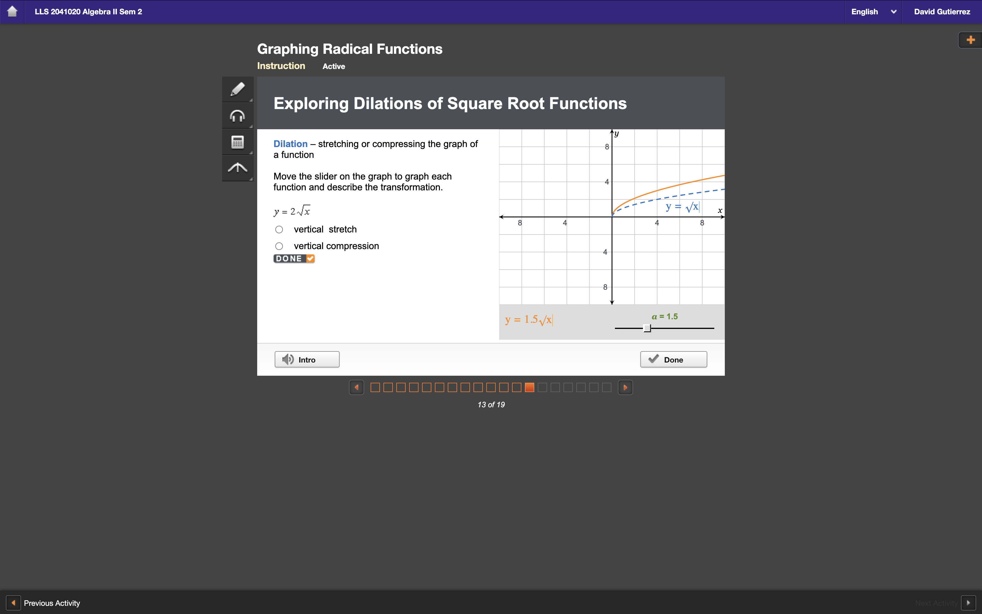 Exploring Dilations of Square Root Functions | StudyX
