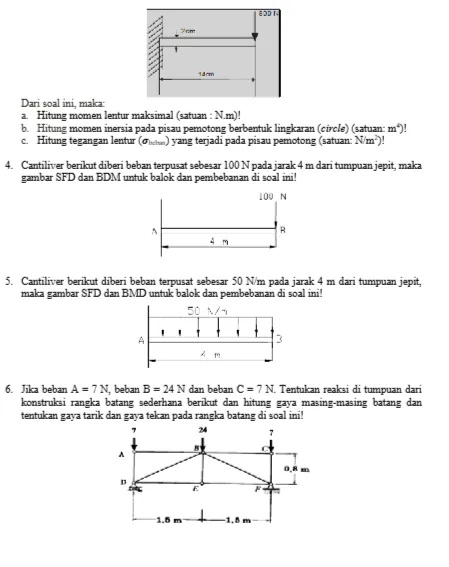 6. Jika beban $A = 7 { N}$, beban $B = 24 { | StudyX