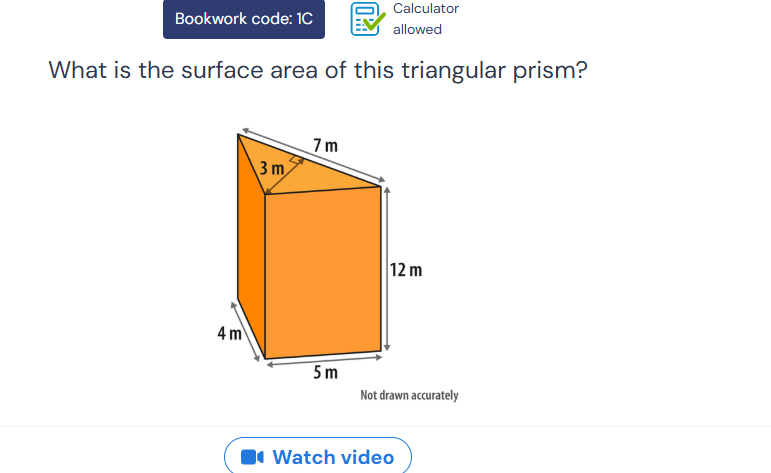 What is the surface area of this triangular | StudyX