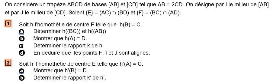 On considère un trapèze ABCD de bases [AB] | StudyX