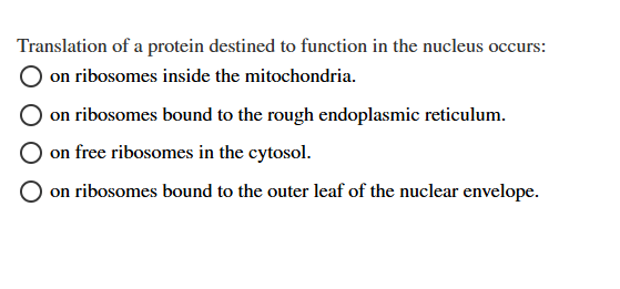 Translation of a protein destined to | StudyX