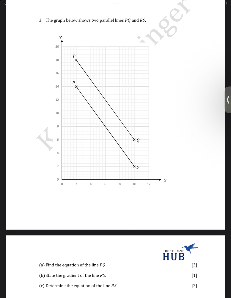 3. The graph below shows two parallel lines | StudyX