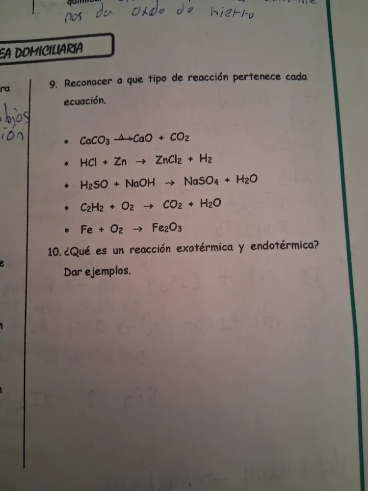 Reconocer a que tipo de reacción pertenece