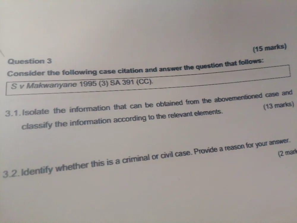 Question 3 Consider the following case