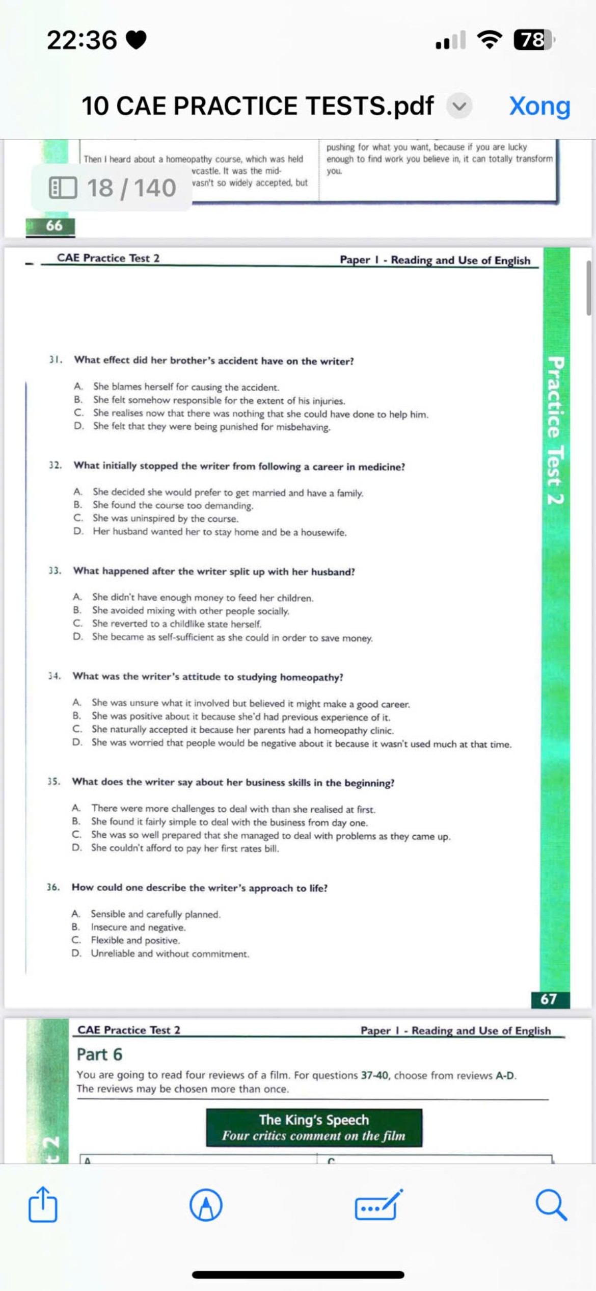 CAE Practice Test 2 Paper I - Reading and