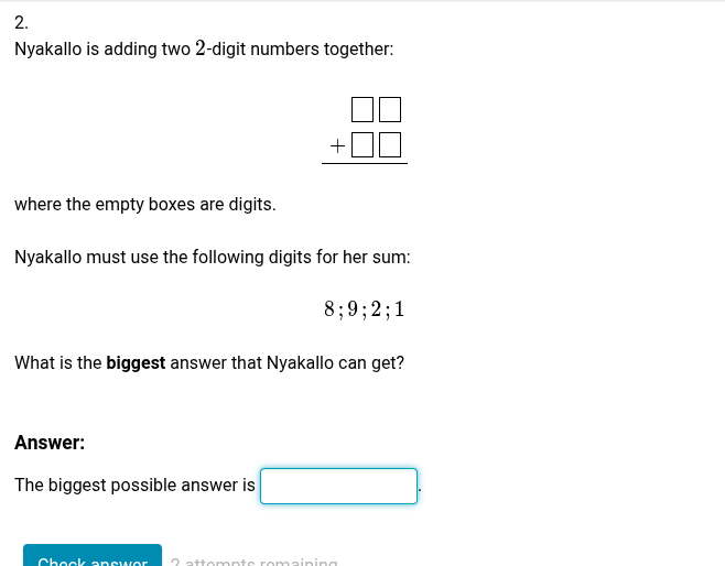 2. Nyakallo is adding two 2-digit numbers | StudyX