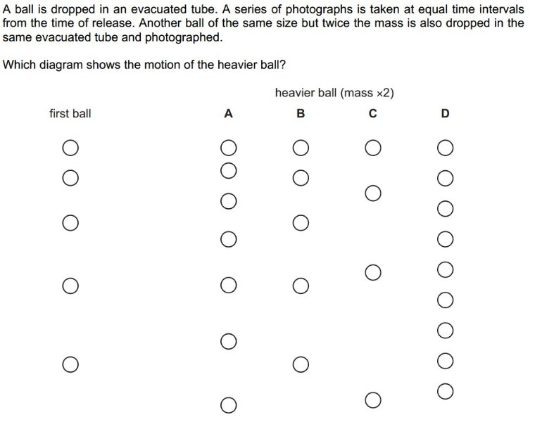A ball is dropped in an evacuated tube. A
