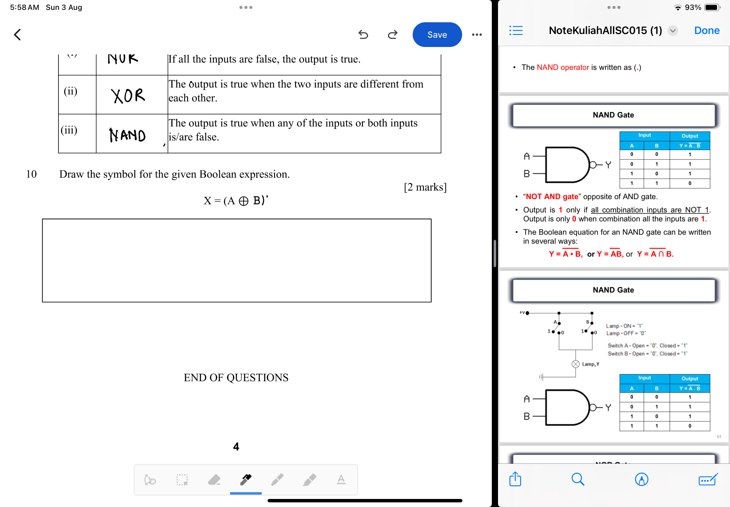 (i) NUK If all the inputs are false, the | StudyX