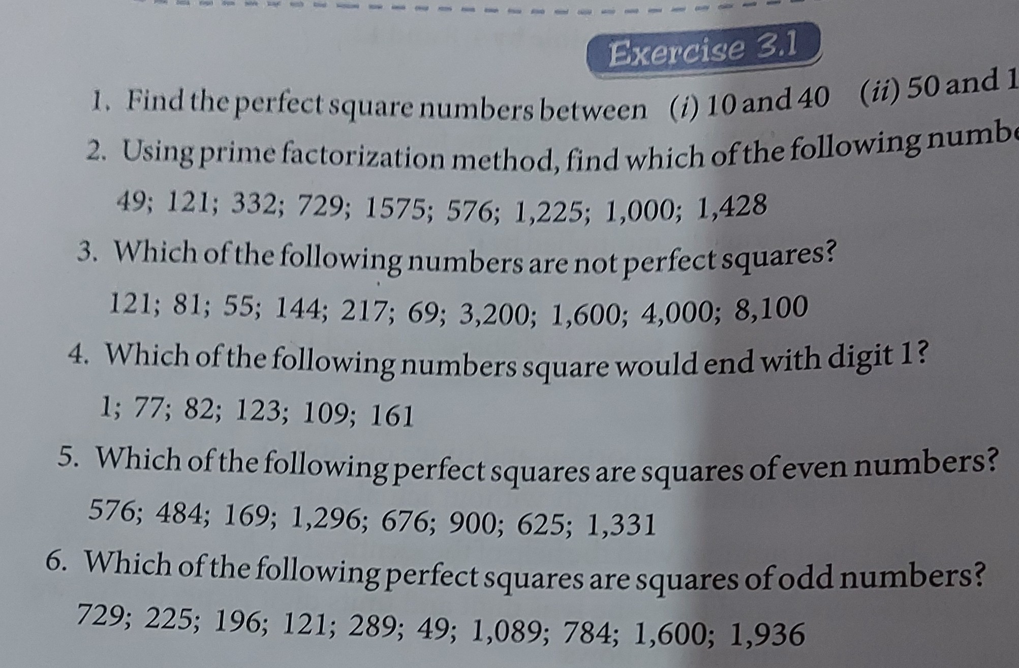 1. Find the perfect square numbers between | StudyX