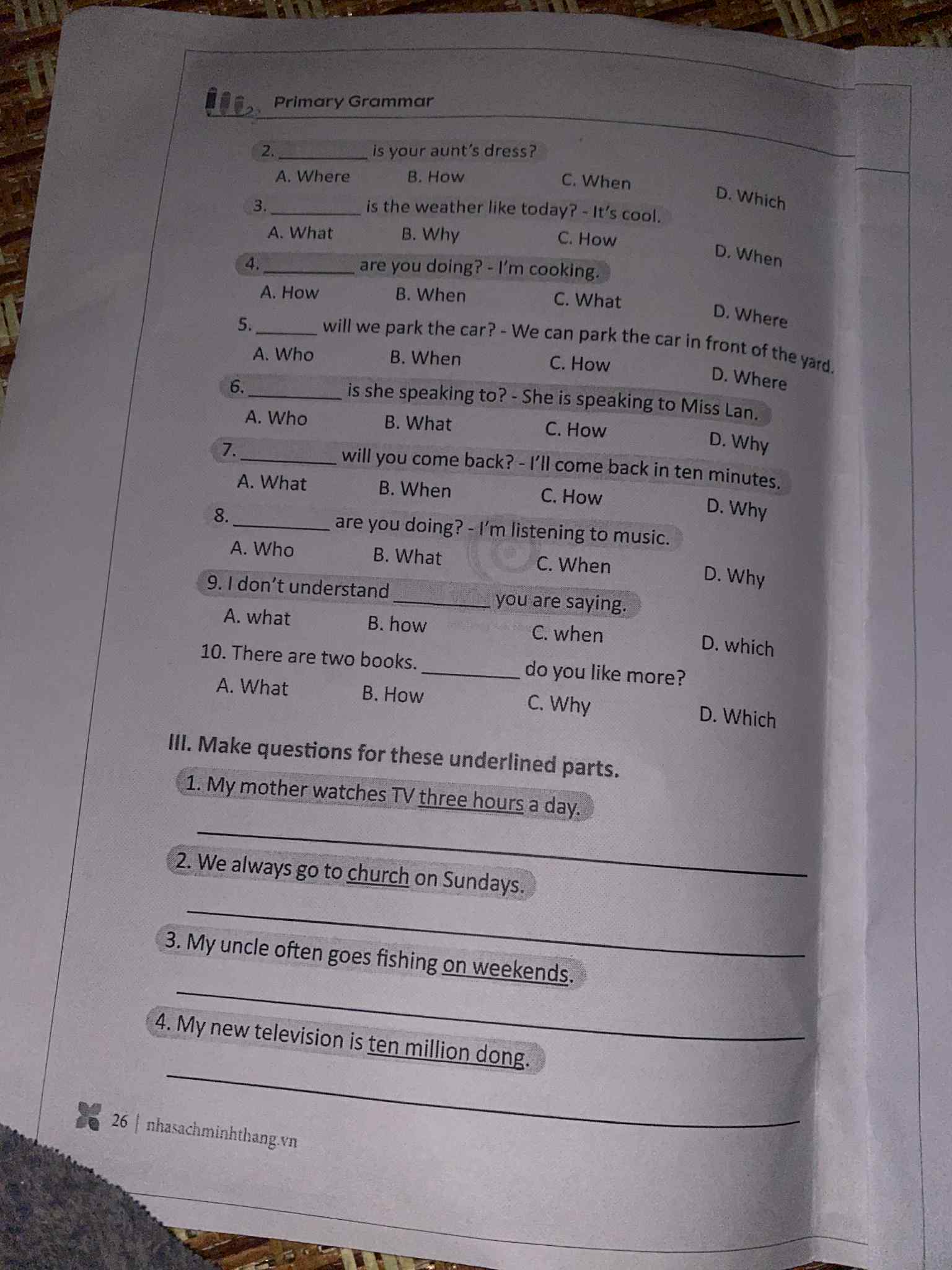2.1.2. Primary Grammar 2. $$ is your aunt's | StudyX