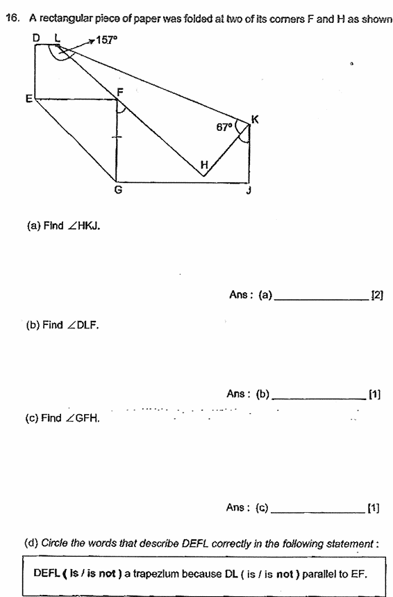 A rectangular piece of paper was folded at