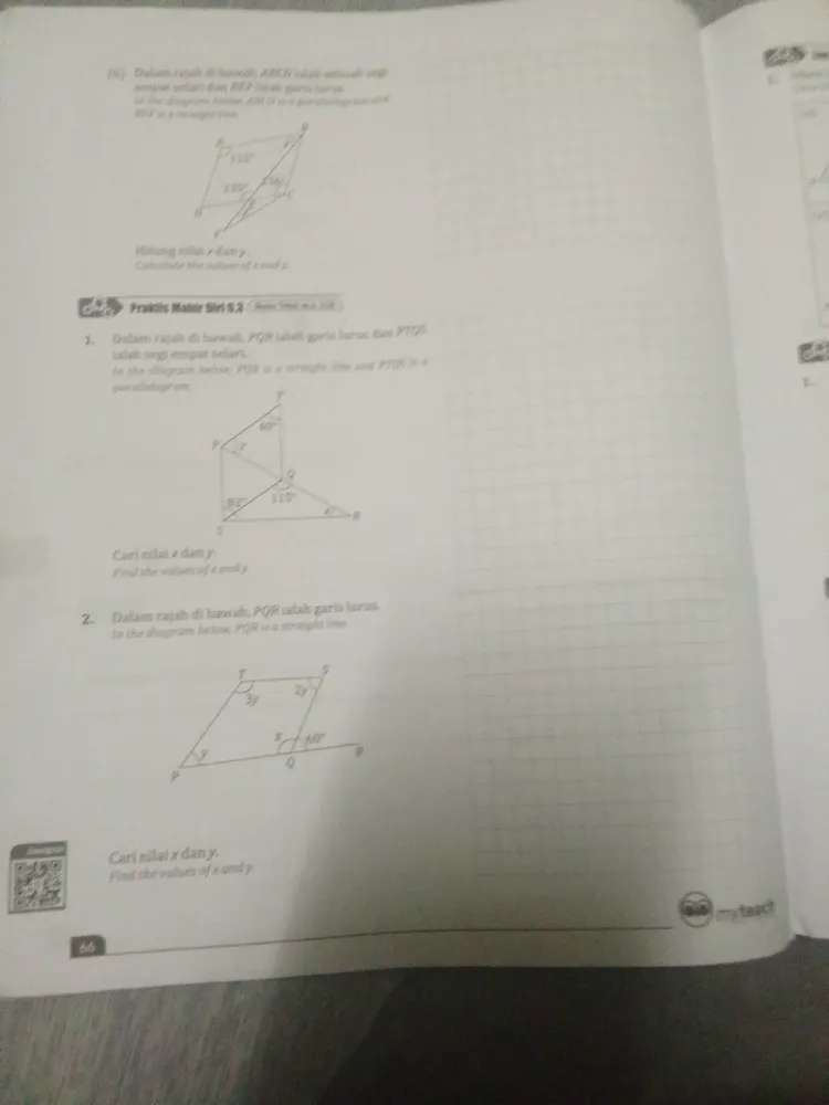 Hitung x dan y Cari nilai x dan y. Find the | StudyX