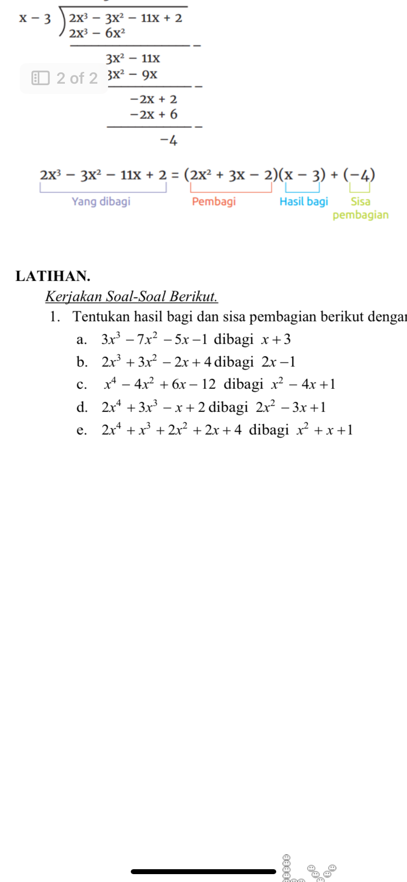 1. Tentukan hasil bagi dan sisa pembagian | StudyX