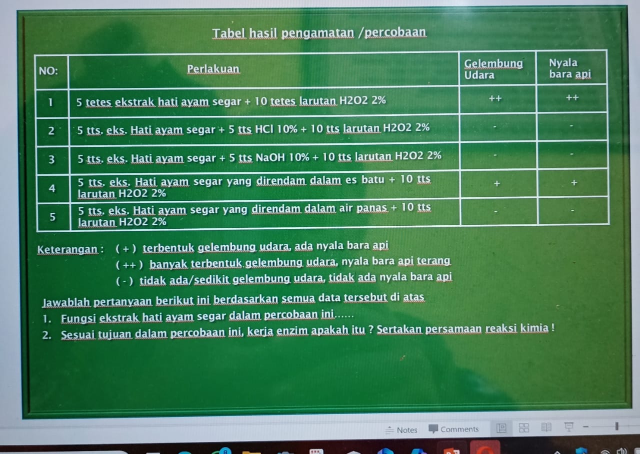 Tabel hasil pengamatan / percobaan | NO: | | StudyX