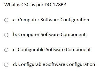 What is CSC as per DO-178B? a. Computer | StudyX