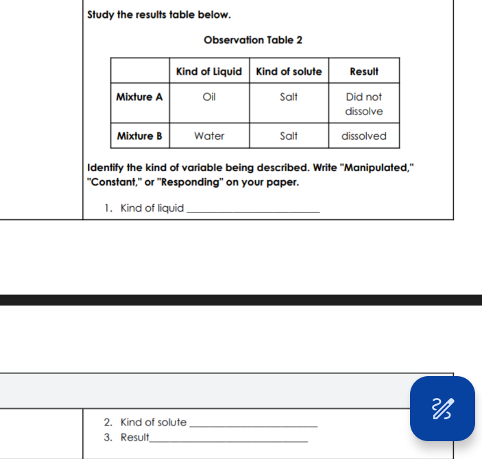 Study the results table below. Observation | StudyX