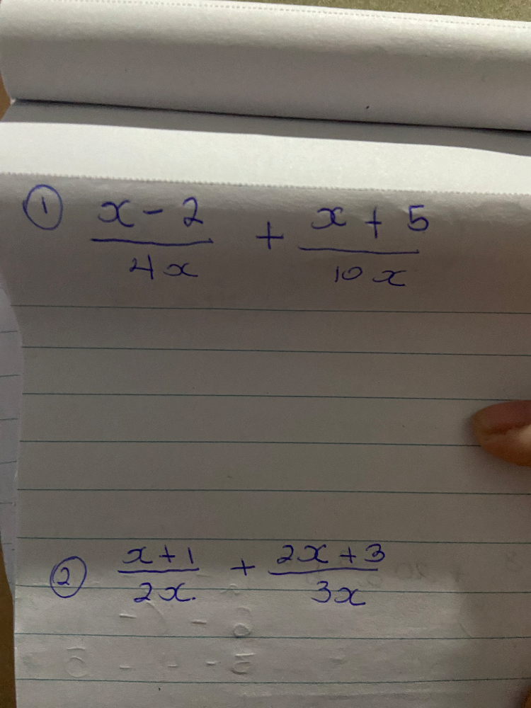 1. $ {x-2}{4x} + {x+5}{10x}$ 2. $ | StudyX
