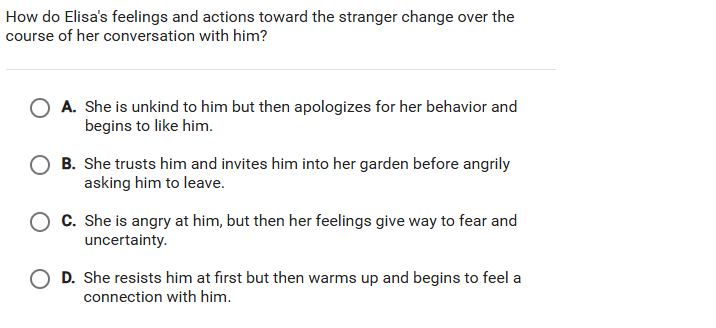 How do Elisa's feelings and actions toward | StudyX