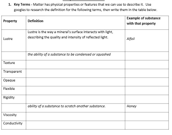 1. Key Terms - Matter has physical | StudyX
