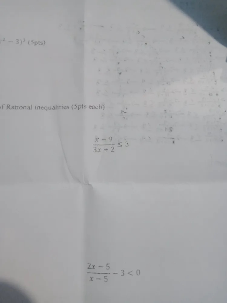Solve the following rational inequalities: $ | StudyX