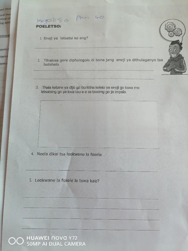 1. Eneji ya letsatsi ke eng? 2. Tihalosa | StudyX