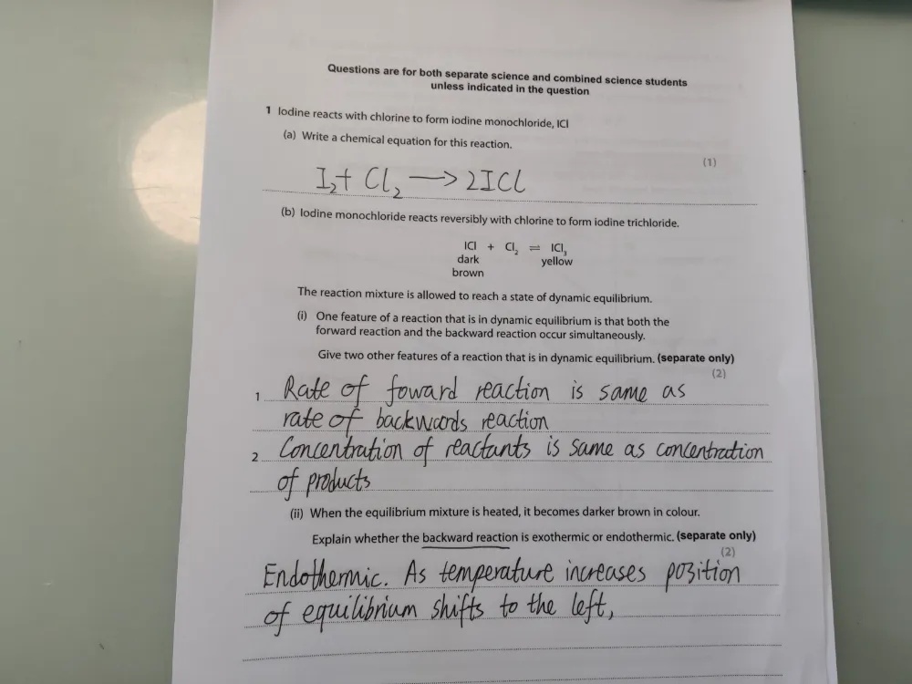 1. Iodine reacts with chlorine to form | StudyX