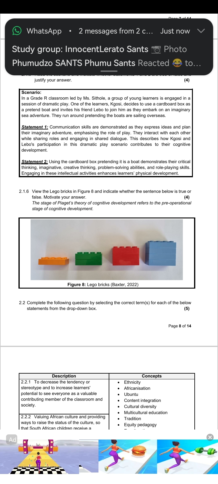 Scenario: In a Grade R classroom led by Ms. | StudyX