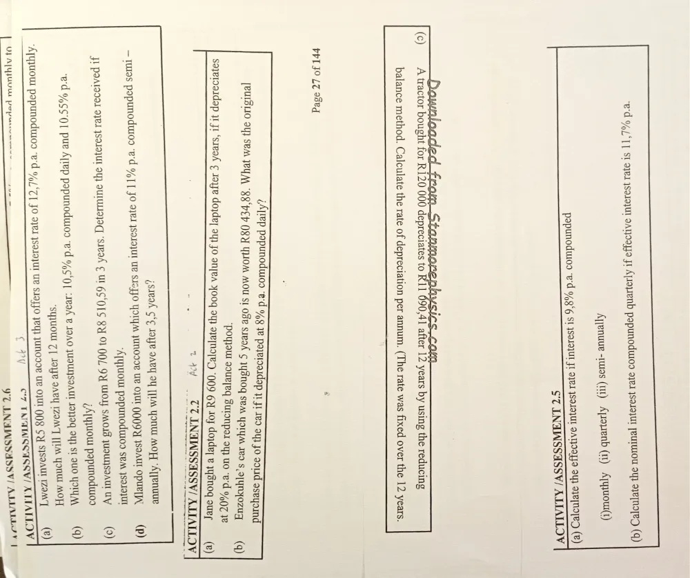 ACTIVITY/ASSESSMENT 2.6 (a) Lwezi invests R5 | StudyX