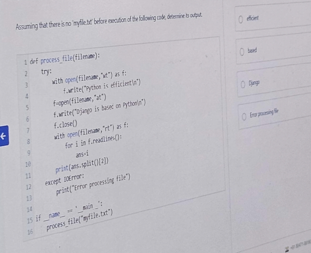 Assuming that there is no 'myfile.txt' | StudyX