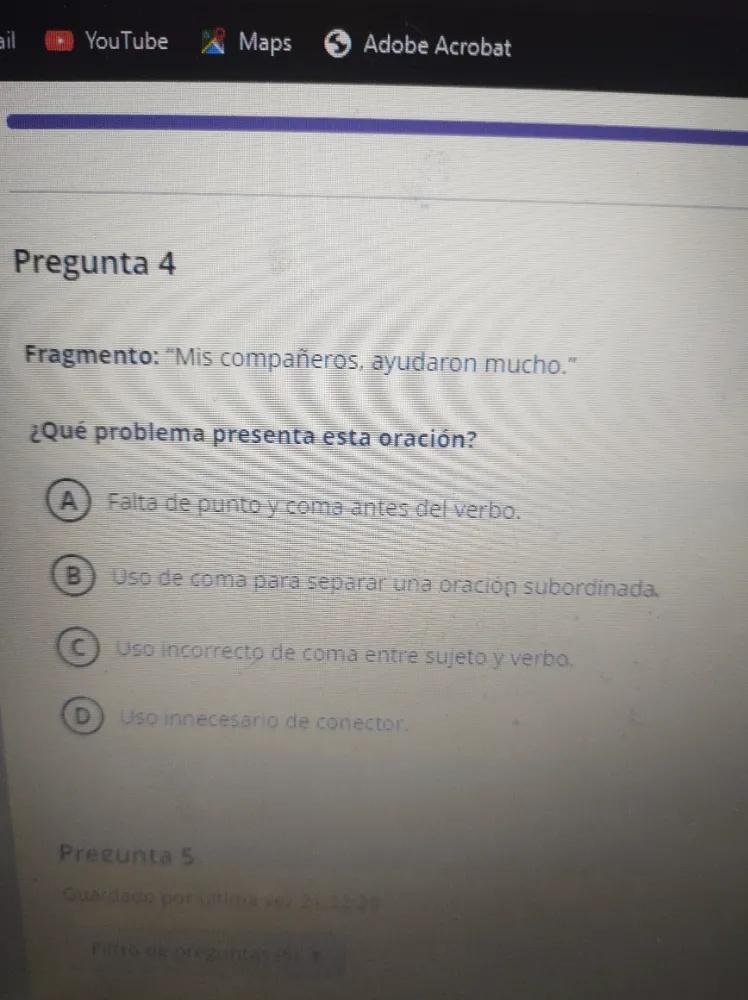 Pregunta 4 Fragmento: "Mis compañeros, | StudyX