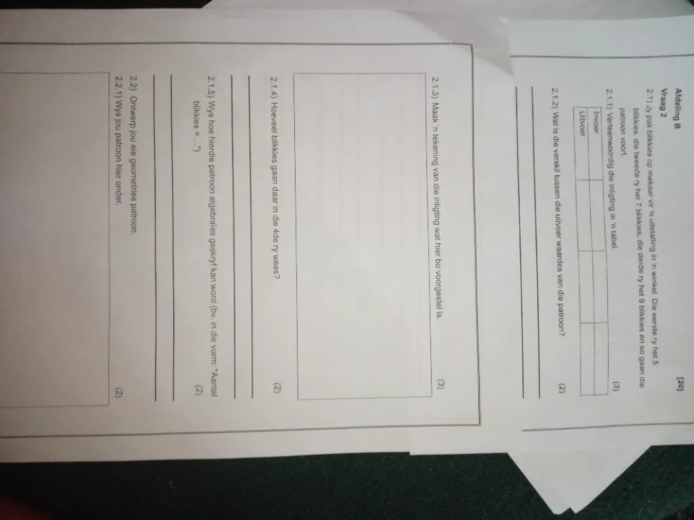 Afdeling B Vraag 2 2.1) Jy pak blikkies op | StudyX