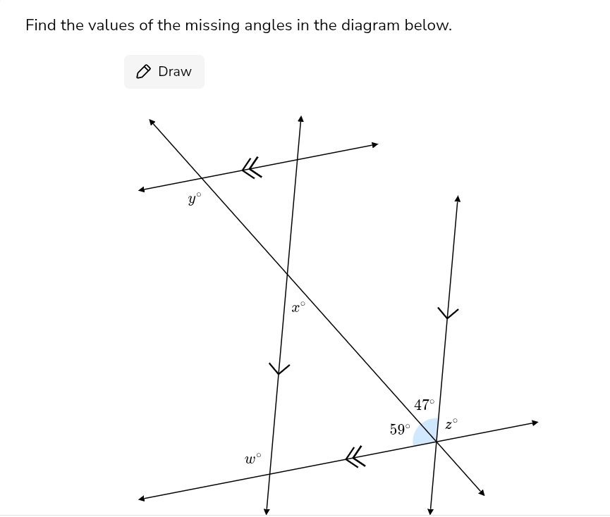 Find the values of the missing angles in the | StudyX