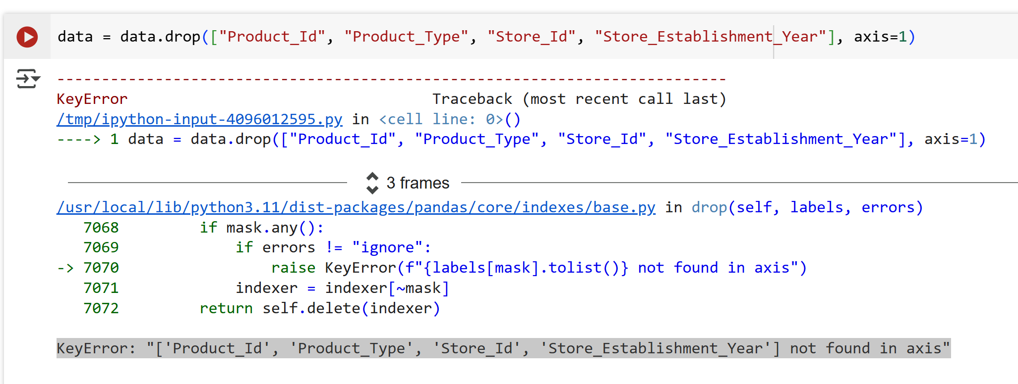 ```python data = data.drop(["Product_Id", | StudyX