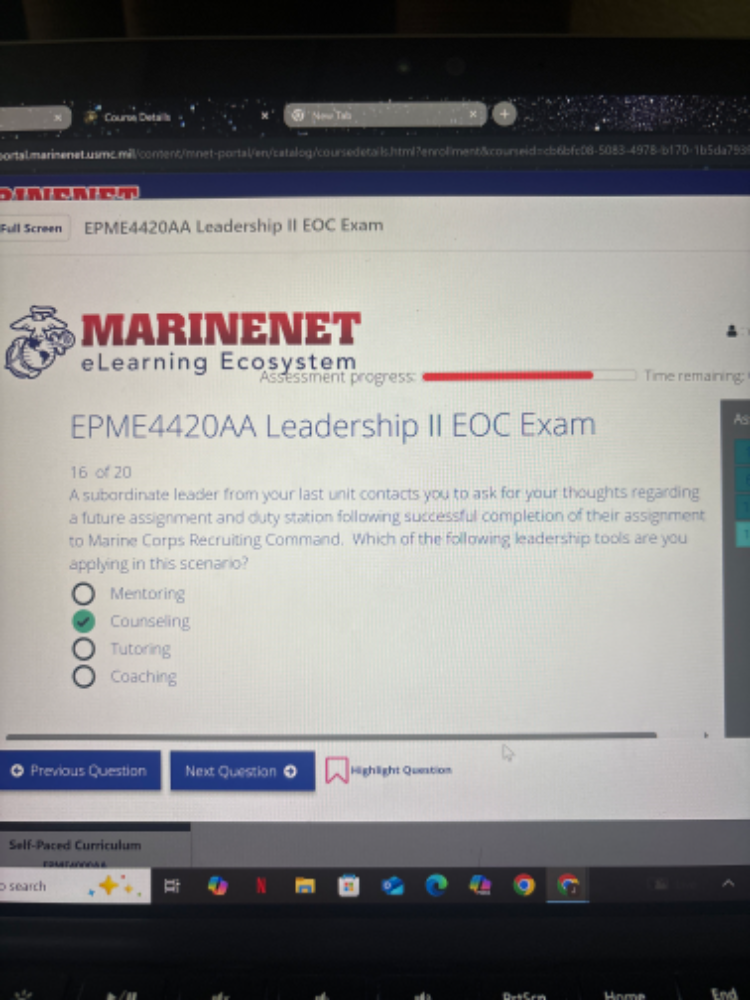 EPME4420AA Leadership II EOC Exam MARINENET | StudyX